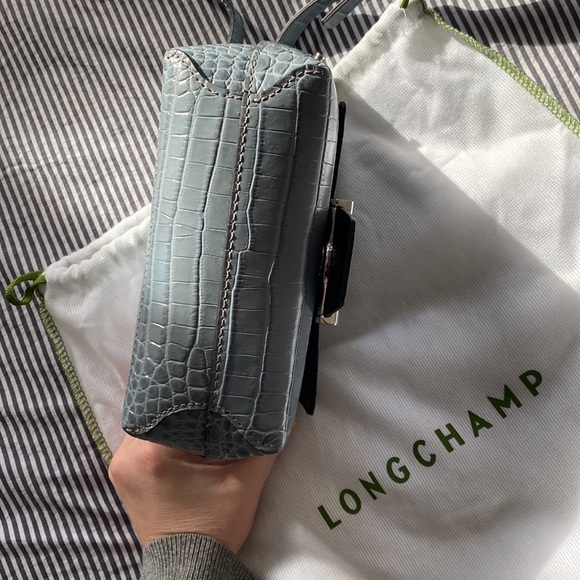 Longchamp | Bags | Longchamp Roseau Small Crossbody In Baby Blue Croc ...